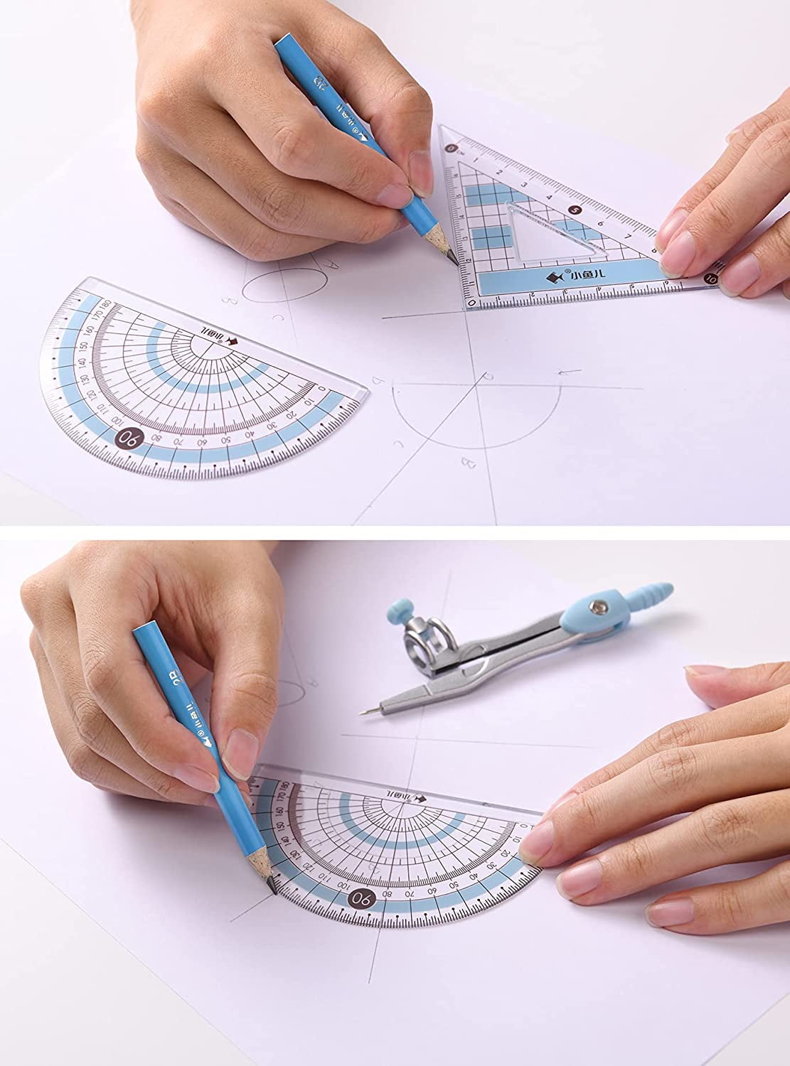 Math Set for Students with Shatterproof Storage Box, Geometry Set for ...