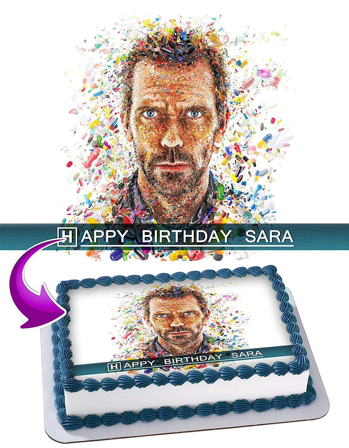 House M.D Edible Cake Image Topper Personalized Picture 1/4 Sheet (8 ...