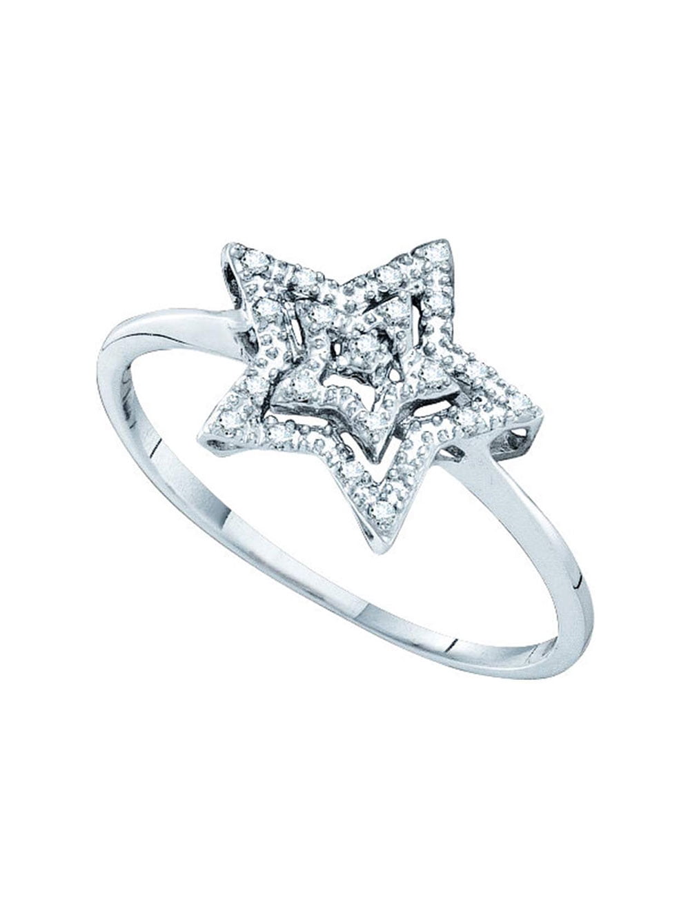FB Jewels - FB Jewels 10kt White Gold Womens Round Diamond Star Ring 1/ ...