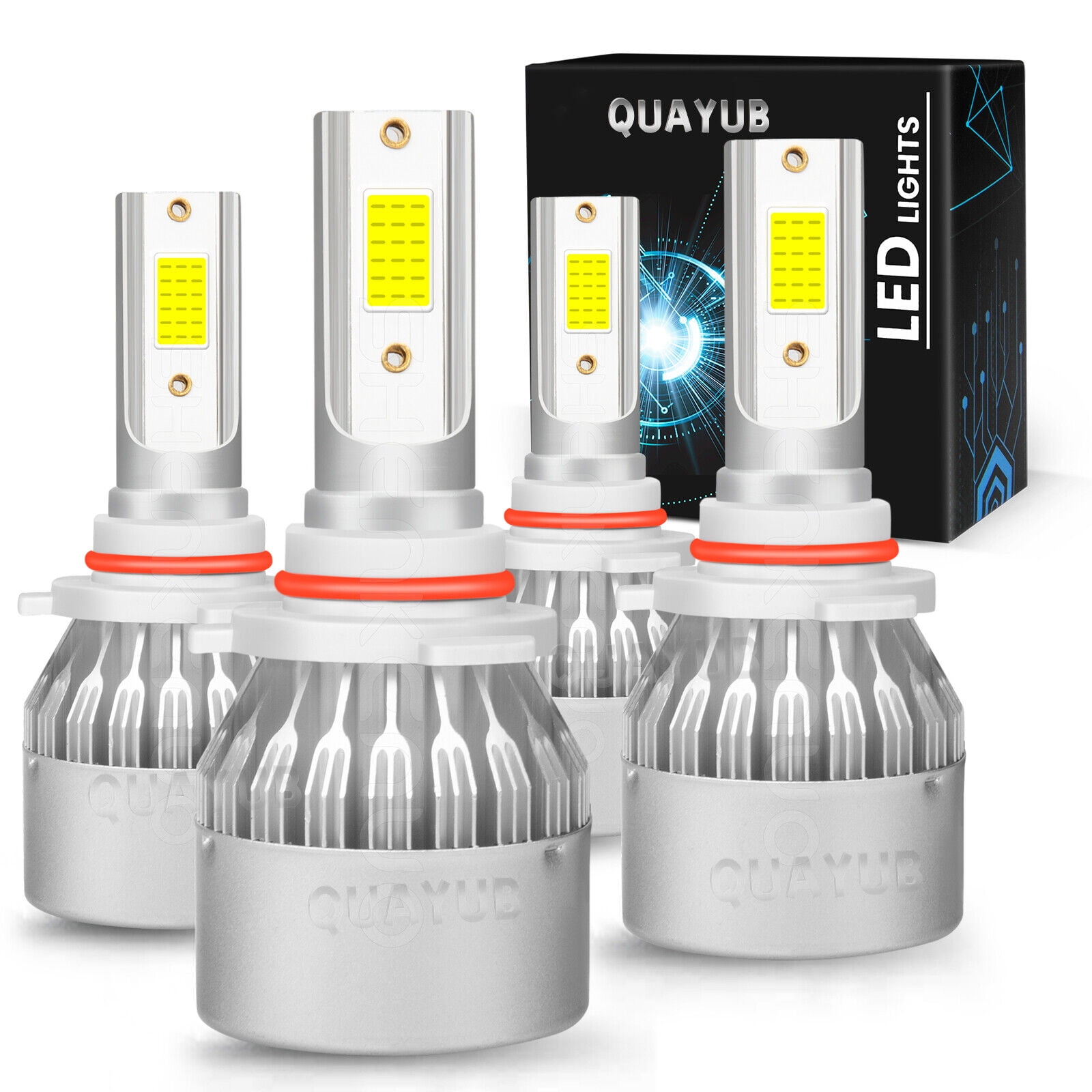 9005 9006 LED Headlights Kit Combo Bulbs 8000K/6000K High Low Beam ...