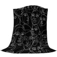 Abstract Style Fleece Throw Blanket Black Modern Simple Character Line ...