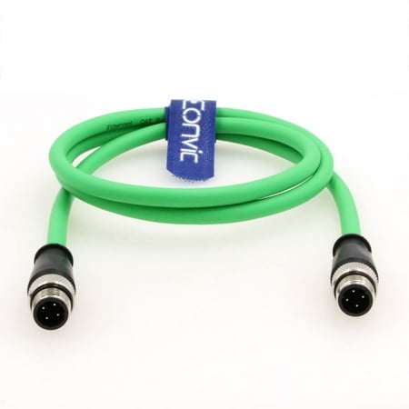 Eonvic Flexible Gigabit Ethernet Cable M12 D Code 4 Pin to 4 Pin Male Cat5e Shielded Networking ...