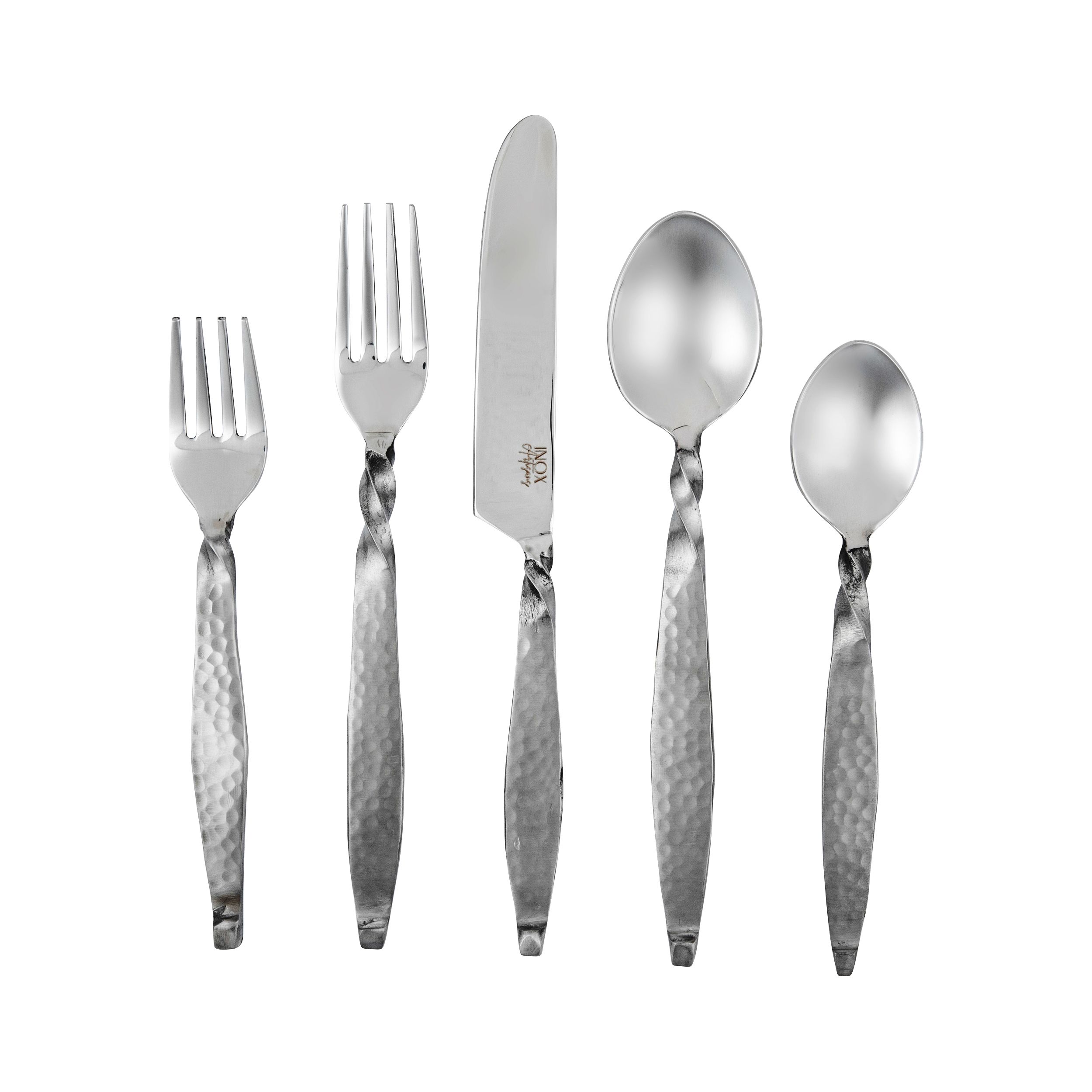 Hammered Twisted Urban Nascent Steel 20 Pcs. Flatware Set (Serves 4 ...