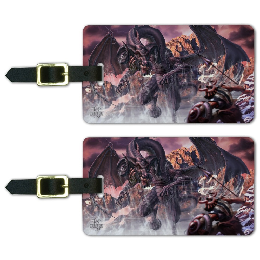 Black Dragon Attacking Flying Fantasy Luggage ID Tags Suitcase Carry-On ...