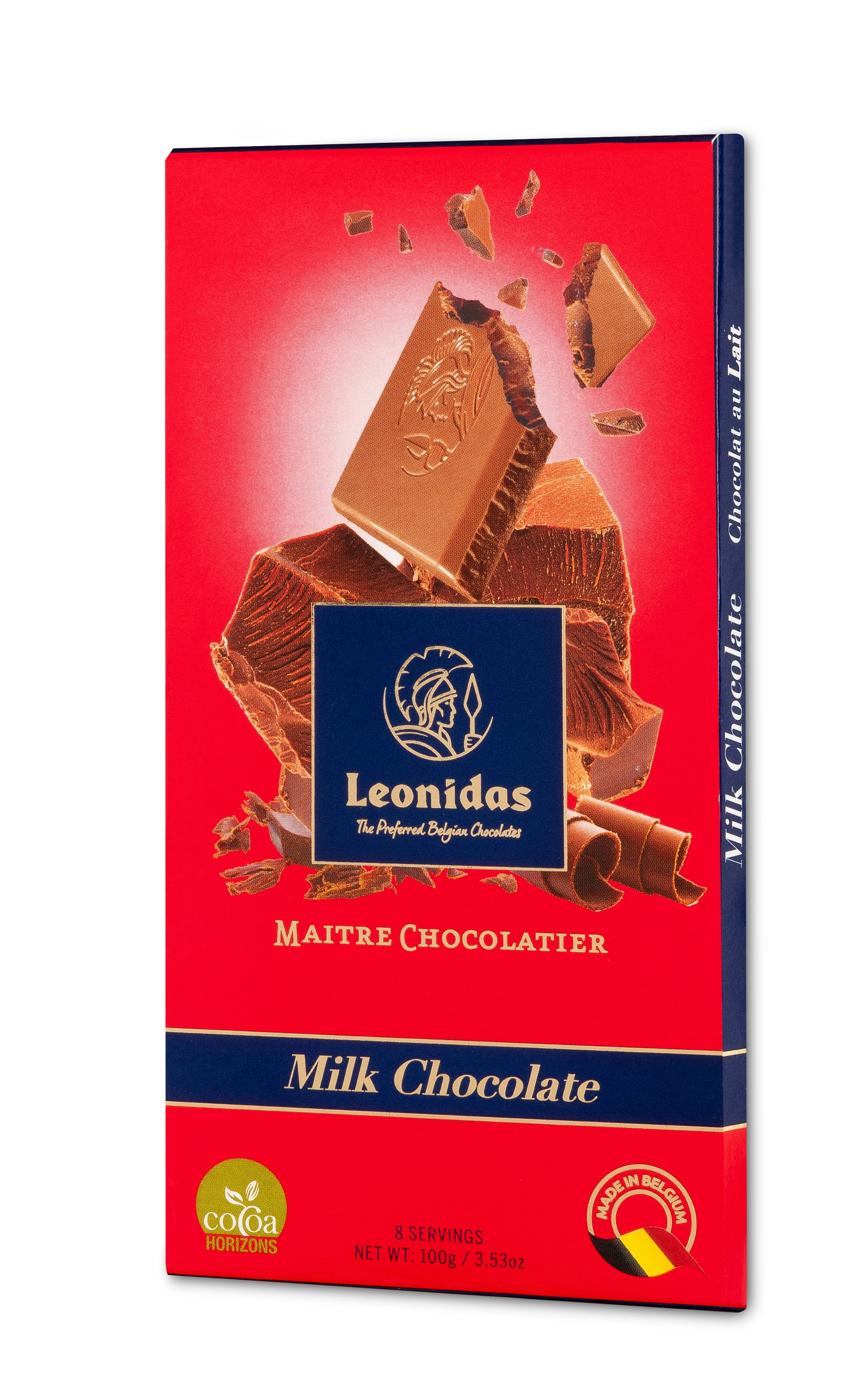 Leonidas Milk Chocolate Bars, Family Pack of 10, 100% Cocoa Butter ...