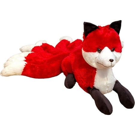 Stuffed Fox Hugging Plush Lifelike Nine Tailed Fox Stuffed Animals Toy ...