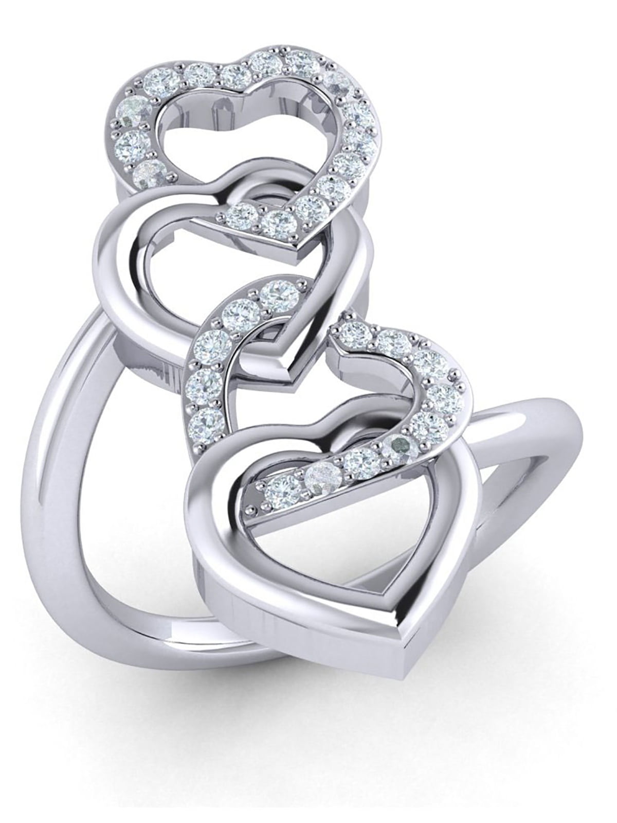 0.5carat Round Cut Diamond Prong Intertwined Interlinked Hearts Fancy ...