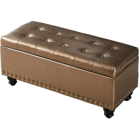 Heavy Duty Storage Ottoman Rectangular, Retro Organization Bench with ...
