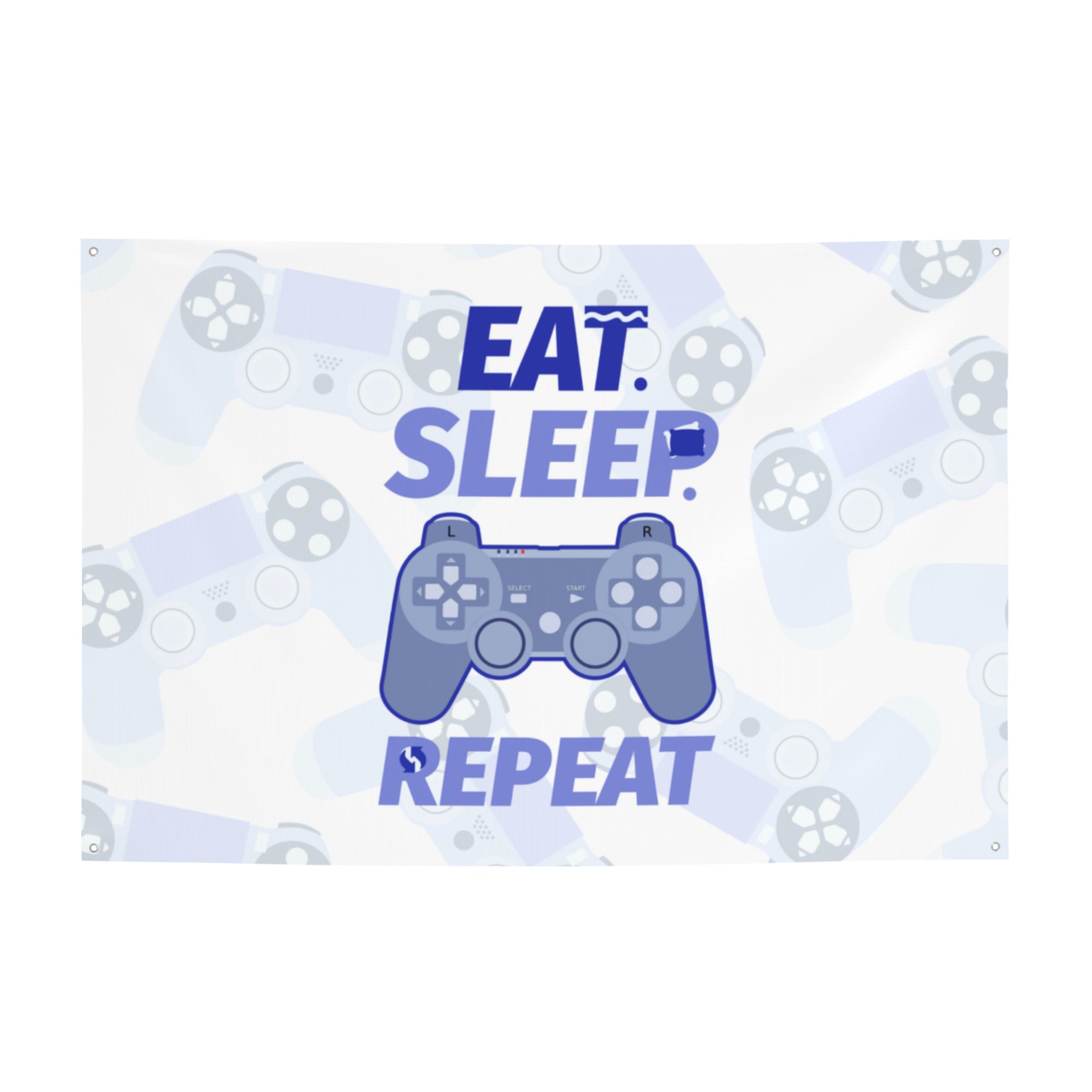 Blue Cartoon Eat Sleep Game Controller Sign Banner, Game Controller ...