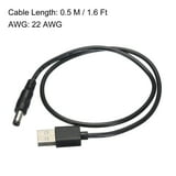 USB to DC Power Cable 0.5 M USB to DC 5.5mm x 2.1mm 5v Power Cord Black ...
