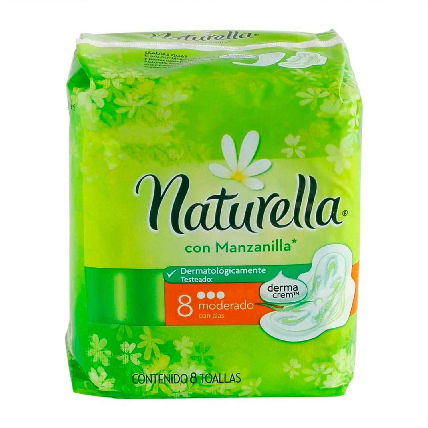 Toallas Sanitarias Naturella Manzanilla con Alas 8 piezas | Bodega ...