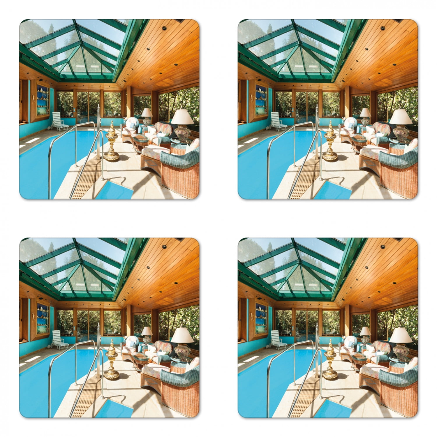 Modern Coaster Set of 4, Residential House Large Indoor Pool Furniture ...