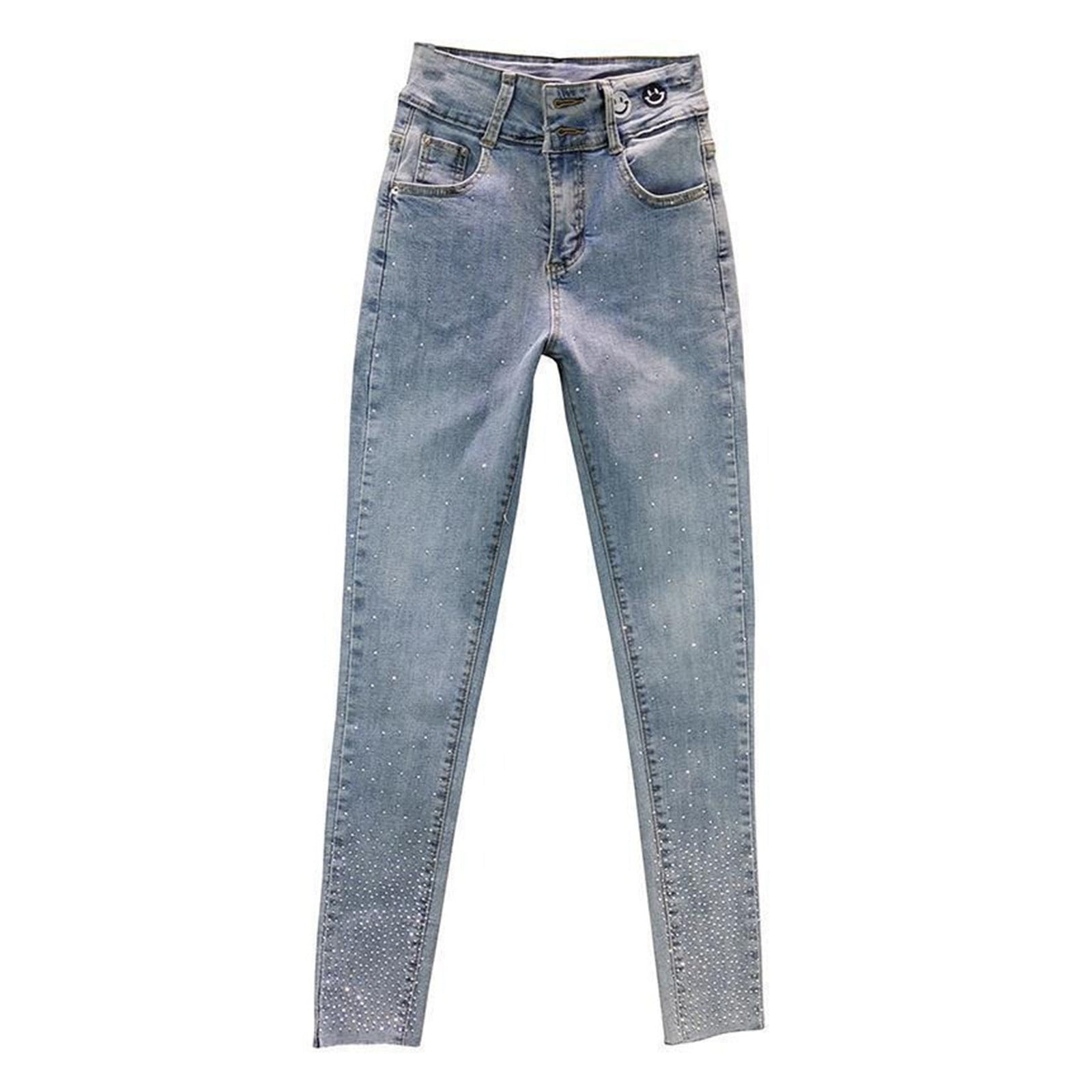 Click here for Qhfbli Womens Rhinestone Jeans High Waist Sright L... prices