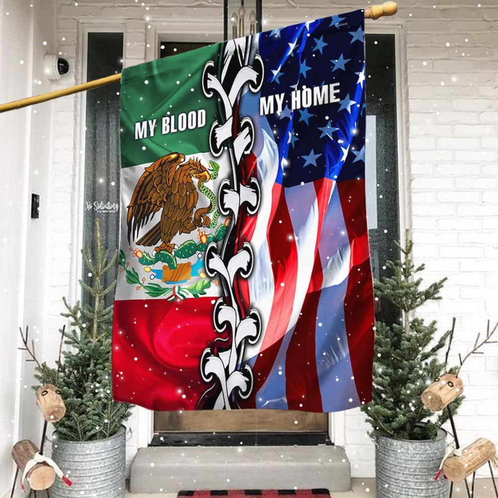 FLAGWIX Flags-Mexican American. My Home My Blood Flag, House Flag (29.5 ...