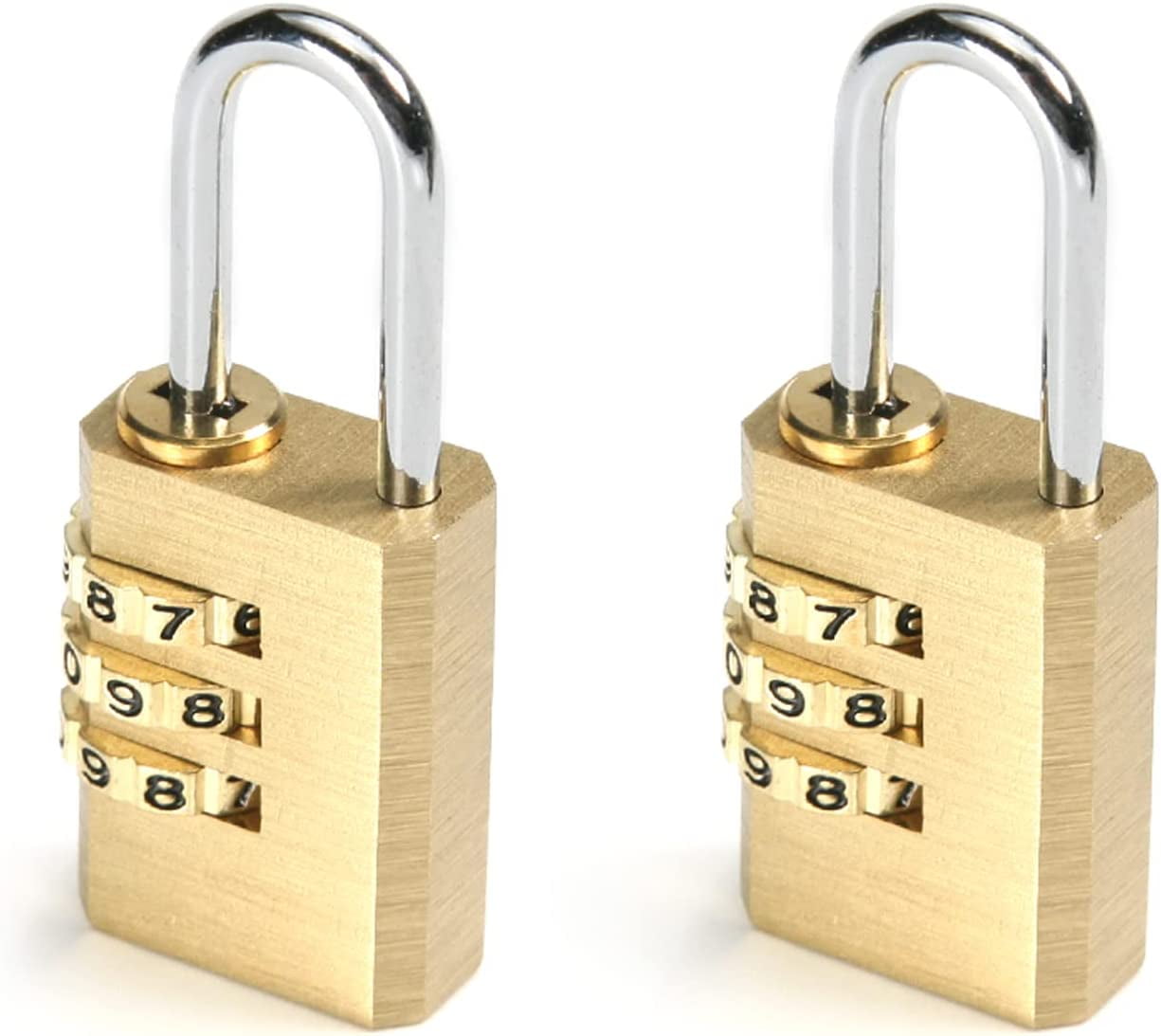 2Pcs Solid Brass Padlock 3 Digit Combination Padlock 3mm Shackle Dia ...