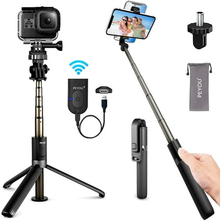PEYOU Bluetooth Selfie Stick Tripod,【Rechargeable】 Extendable 4 in 1 32 ...