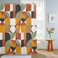 Bathroom Shower Curtain Nordic Mid Century Retro Color Block Waterproof ...