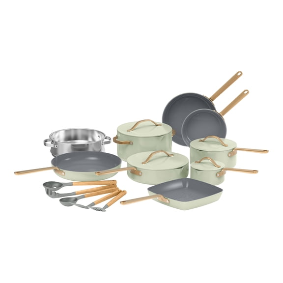 Beautiful 18-Piece Ceramic Nonstick Cookware Set, Pots & Pans with ...