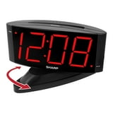 Sharp LED Digital Alarm Clock, Swivel Base, Black Case, Red Display ...