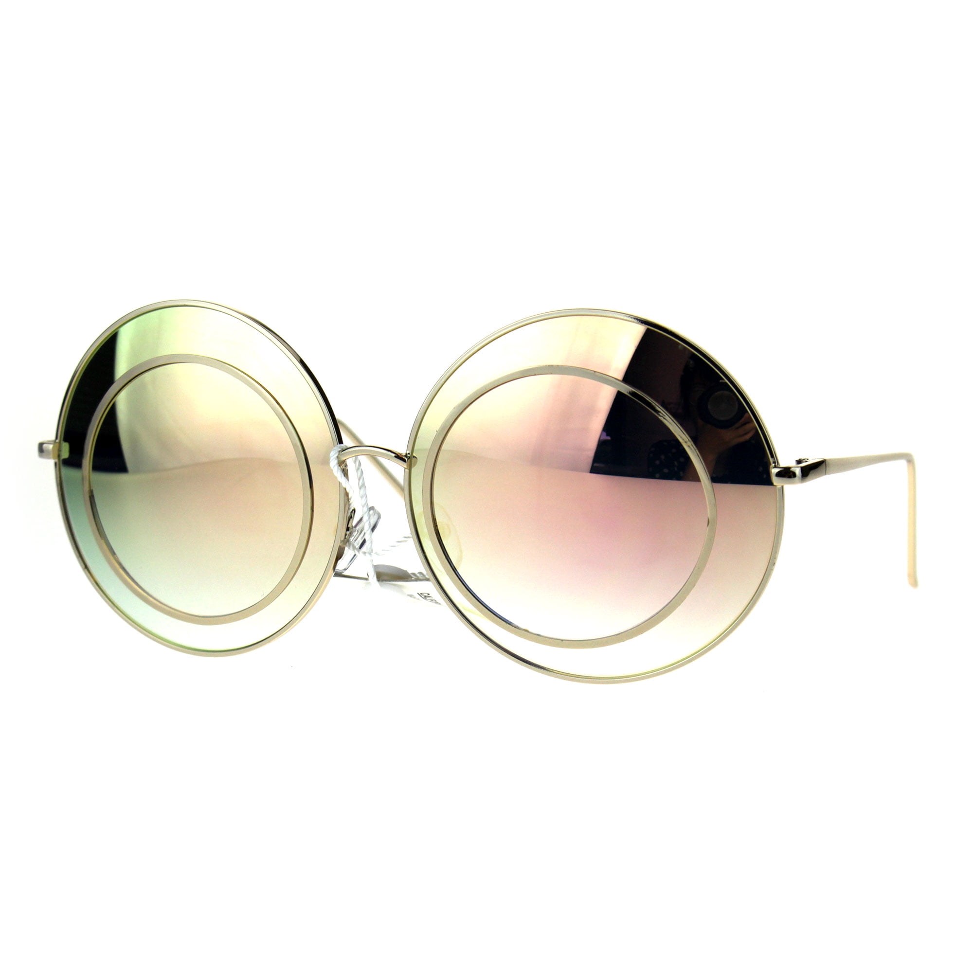 Womens Retro Round Luxury Hippie Circle Lens Sunglasses Peach - Walmart.com