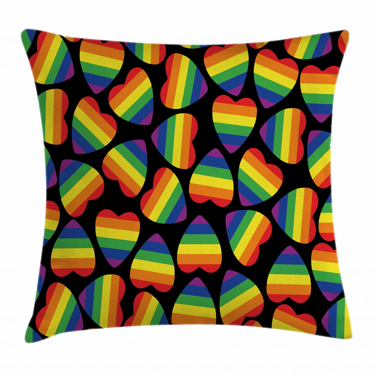 Pride Decorations Throw Pillow Cushion Cover, Set of Colorful Heart ...