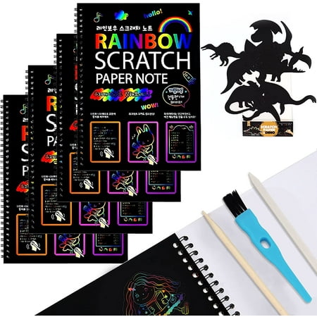 ZMLEVE Rainbow Scratch Paper 4pack Rainbow Scratch Painting Book and ...