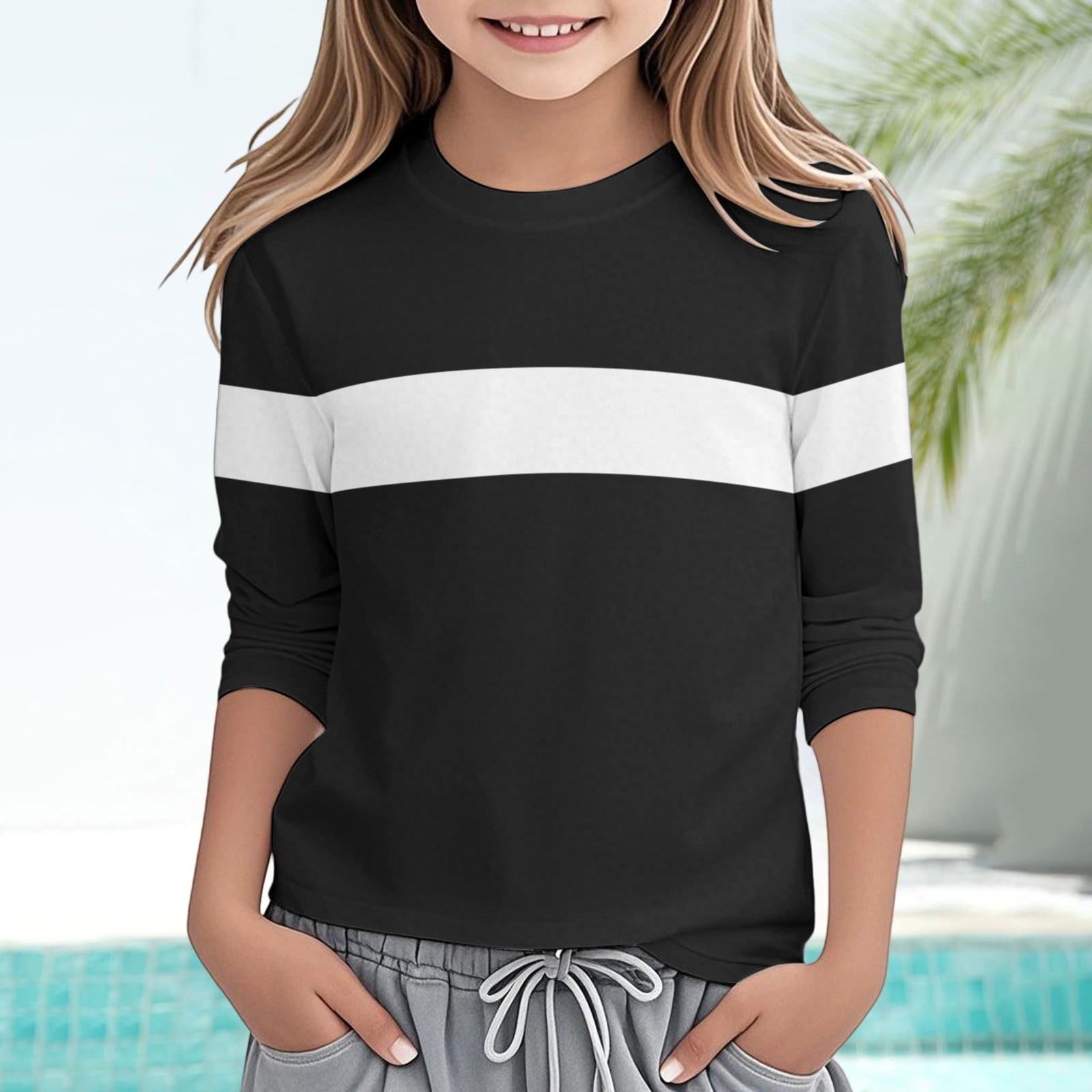 Click here for Dexiang Girls Long Sleeve Color Block Round Neck T... prices