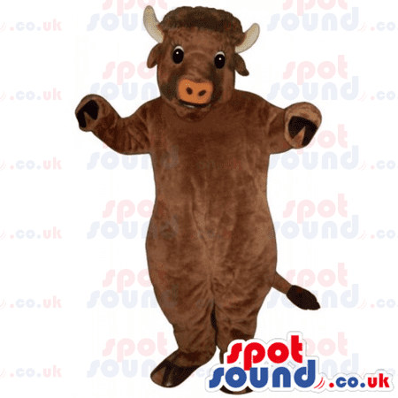 Cute Customizable Brown Plain Cow Animal SPOTSOUND Mascot With Pink ...