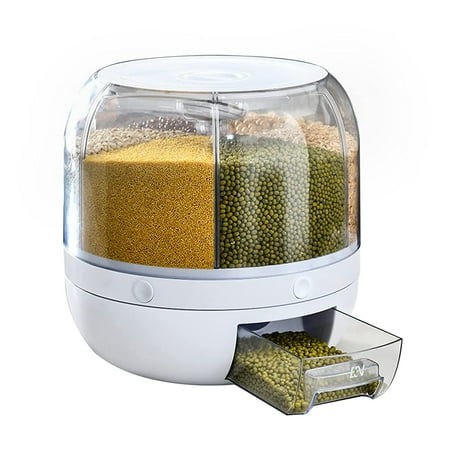 6-Grid Rotary Rice Dispenser,360 Degree Rotary Food Storage Containers ...