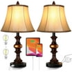 PARTPHONER Bronze Vintage Table Lamps, 3-Way Dimmable, Touch Control ...