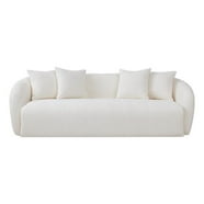 Perten Japandi Mid-Century Ivory Bumble Fabric Sofa for Living Room ...