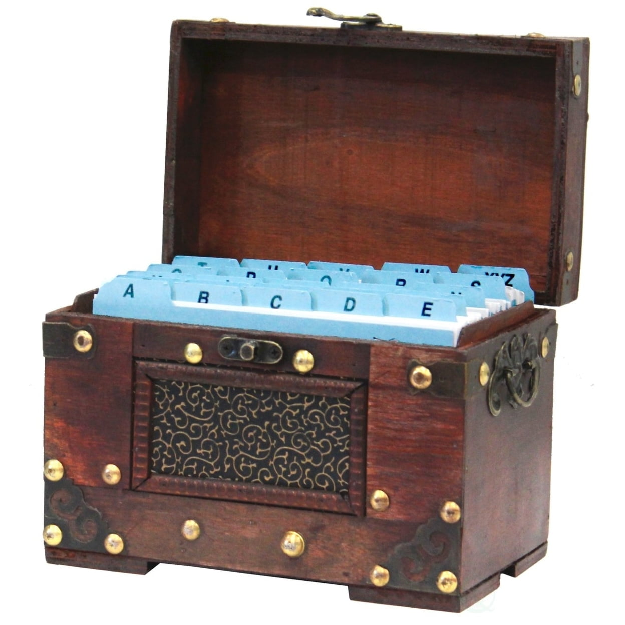 Rustic Studded Index Recipe Card Box with Antiqued Latch - Walmart.com