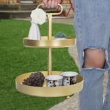 MAONAME Gold Two Tiered Tray, Metal 2 Tier Tray with Handle, Modern ...
