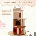 PEQULTI 43" Cat Tree Perch with Fence, Large Cat Condo with Scratching ...