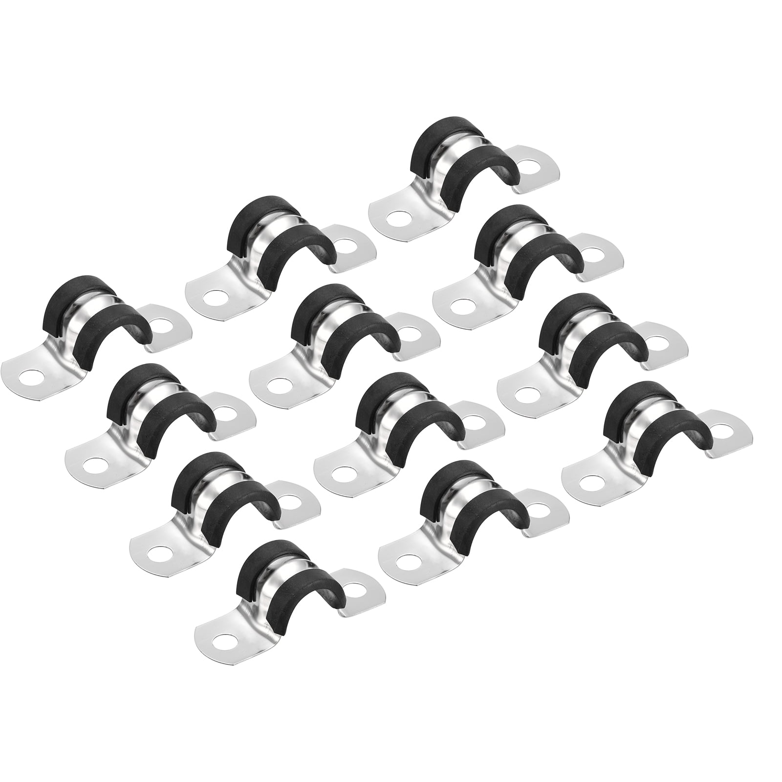 22Pack 9/16" Cable Clamp U Shape Stainless Steel Rubber Cushioned Pipe ...