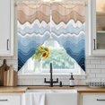 Abstract Swag Curtain Valance for Window 2 Panels Blue Brown Gradient ...