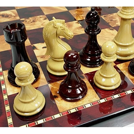 Large 4 1/4" King Staunton High Gloss Chess Set w/ 18" Cherry ...