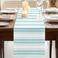Aqua Striped Burlap Cotton Table Runner 13x60 Inches Long, Modern Thin ...