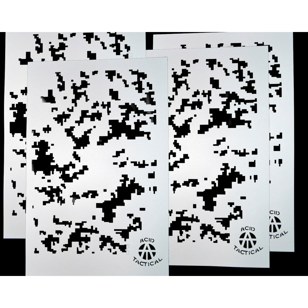 4 Pack! Vinyl Airbrush Camo Stencils 14" 10 Mil - Digital Camouflage ...