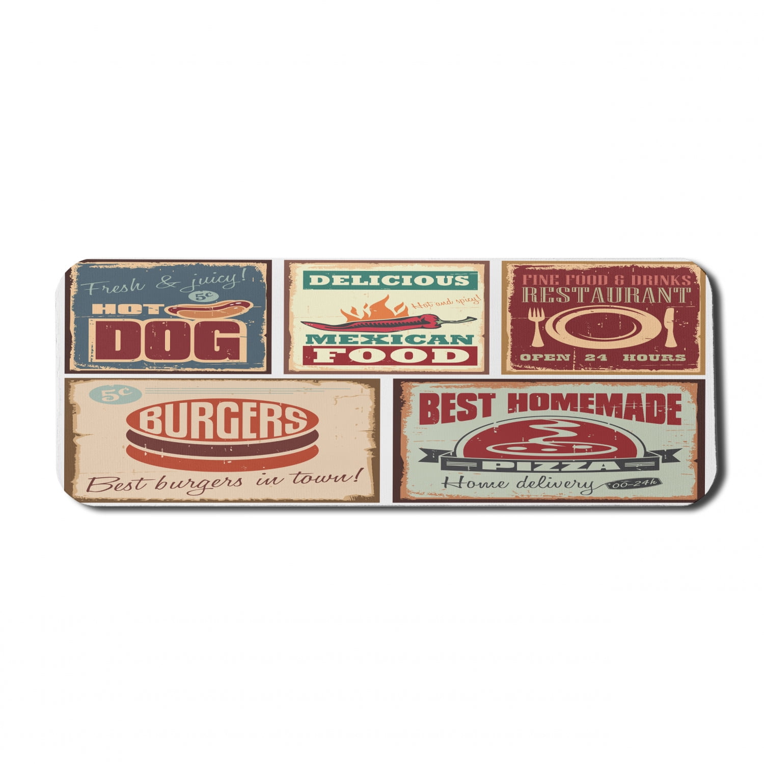 Retro Computer Mouse Pad, Nostalgic Tin Signs Mexican Food Prints Aged ...