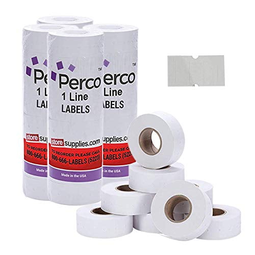 Perco 1 Line White Labels - 4 Sleeve, 32,000 Blank Pricing Labels for ...