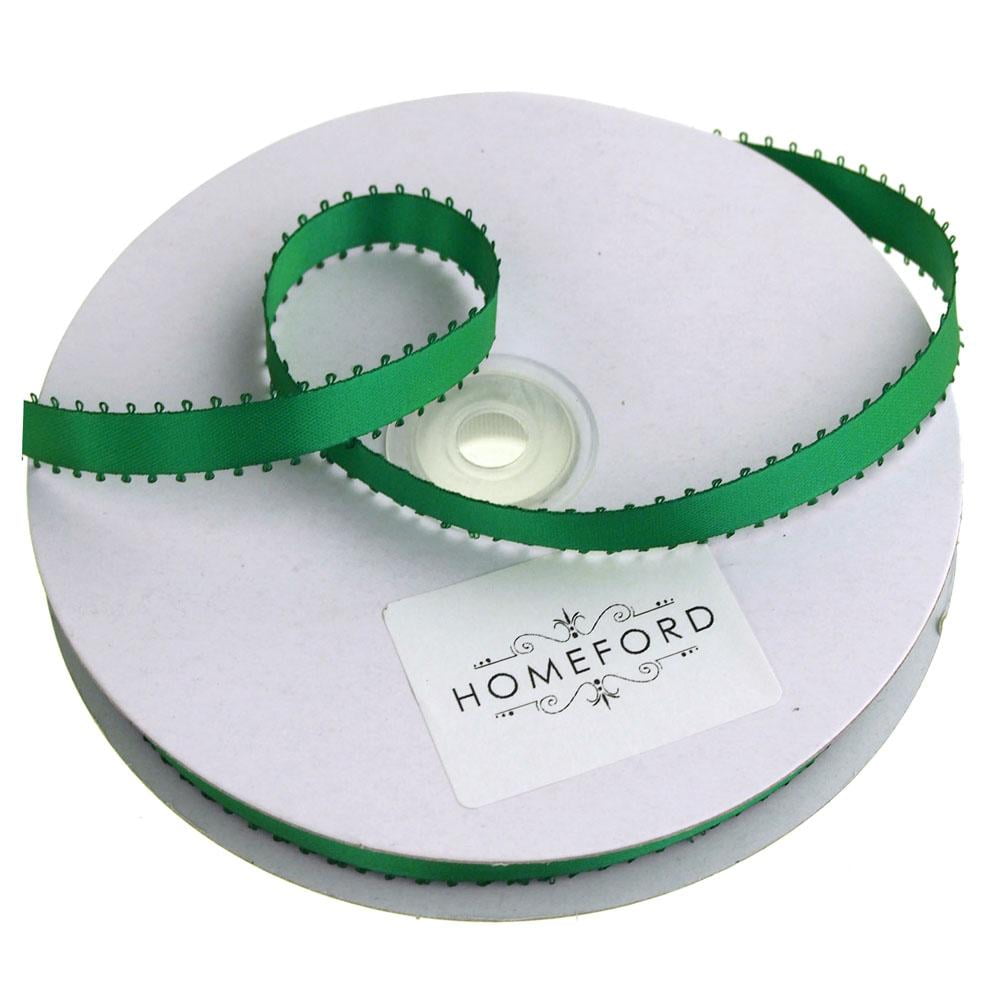 Picot-edge Double Faced Satin Ribbon, 3/8-Inch, 50 Yards, Emerald Green ...