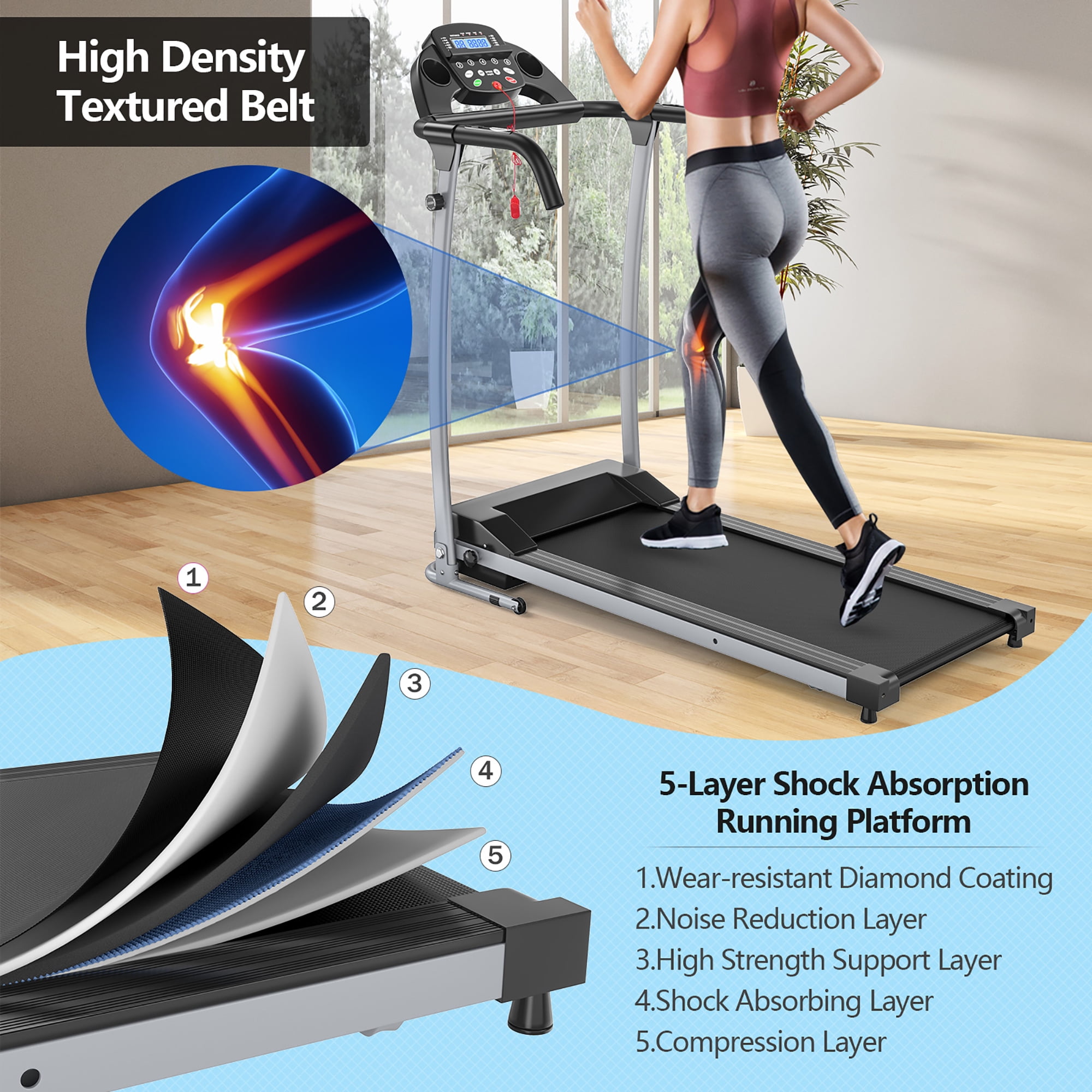 Buy Costway 800W Folding Treadmill Electric /Support Motorized Power ...