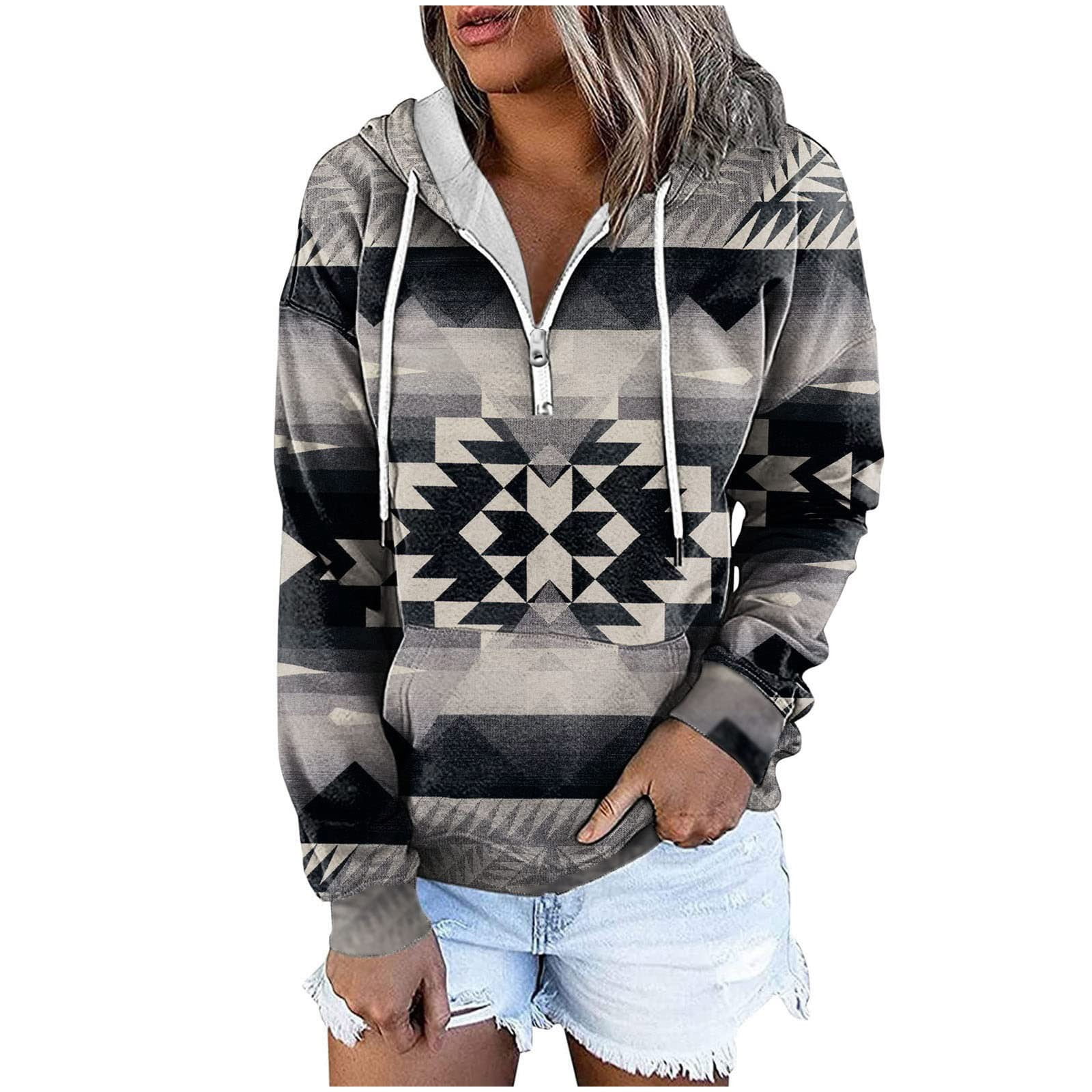 Lastesso Womens Long Sleeve Western Hoodies Ethnic Graphic Pullover 1 4