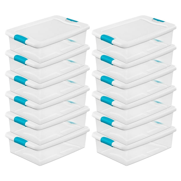 Sterilite 32 Quart Plastic Stackable Latching Storage Container (12 ...
