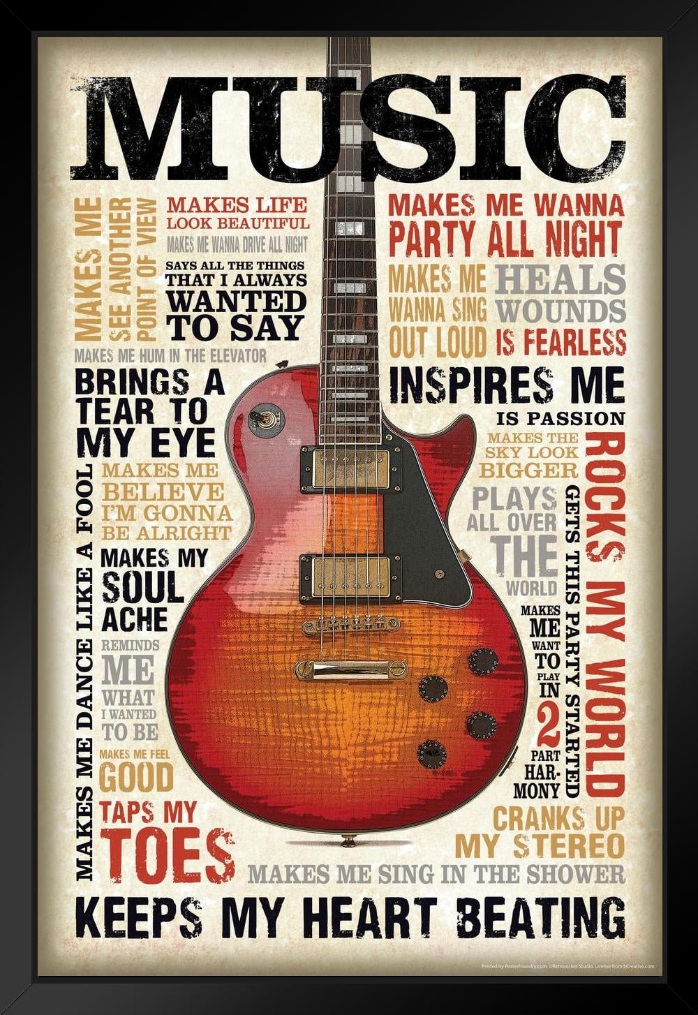 Music Inspires Me Guitar Quotes Poster Motivational Inspirational ...