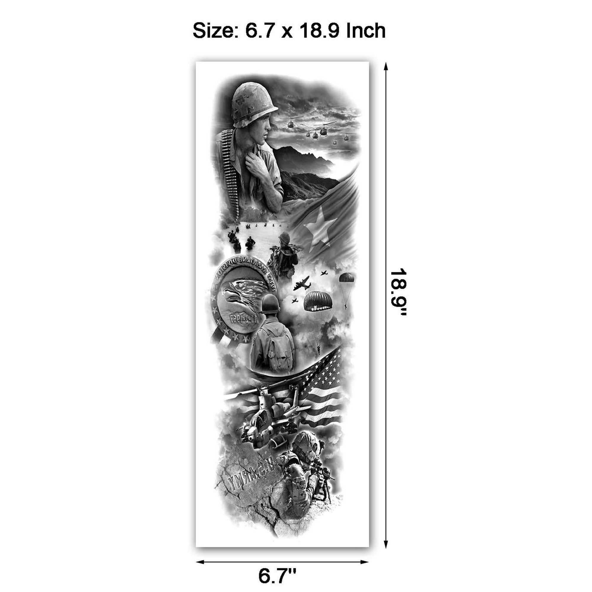 Fake Usmc Tattoos Military Sleeves Temporary Tattoos , Full Arm Black