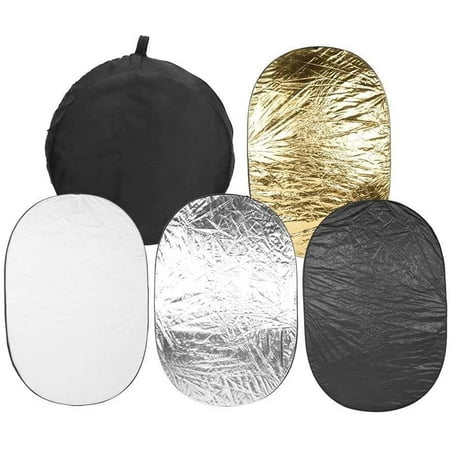 5 in 1 Foldable Photography Reflector Panel Five Color Oval Fill Light ...