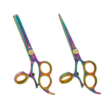 6" PROFESSIONAL 3 RING RAINBOW TITANIUM COATED BARBER STYLING SCISSORS ...