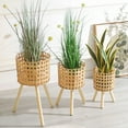 Rattans Indoor Plant Stand Handwoven Flowerpots Stool with Legs Floor ...